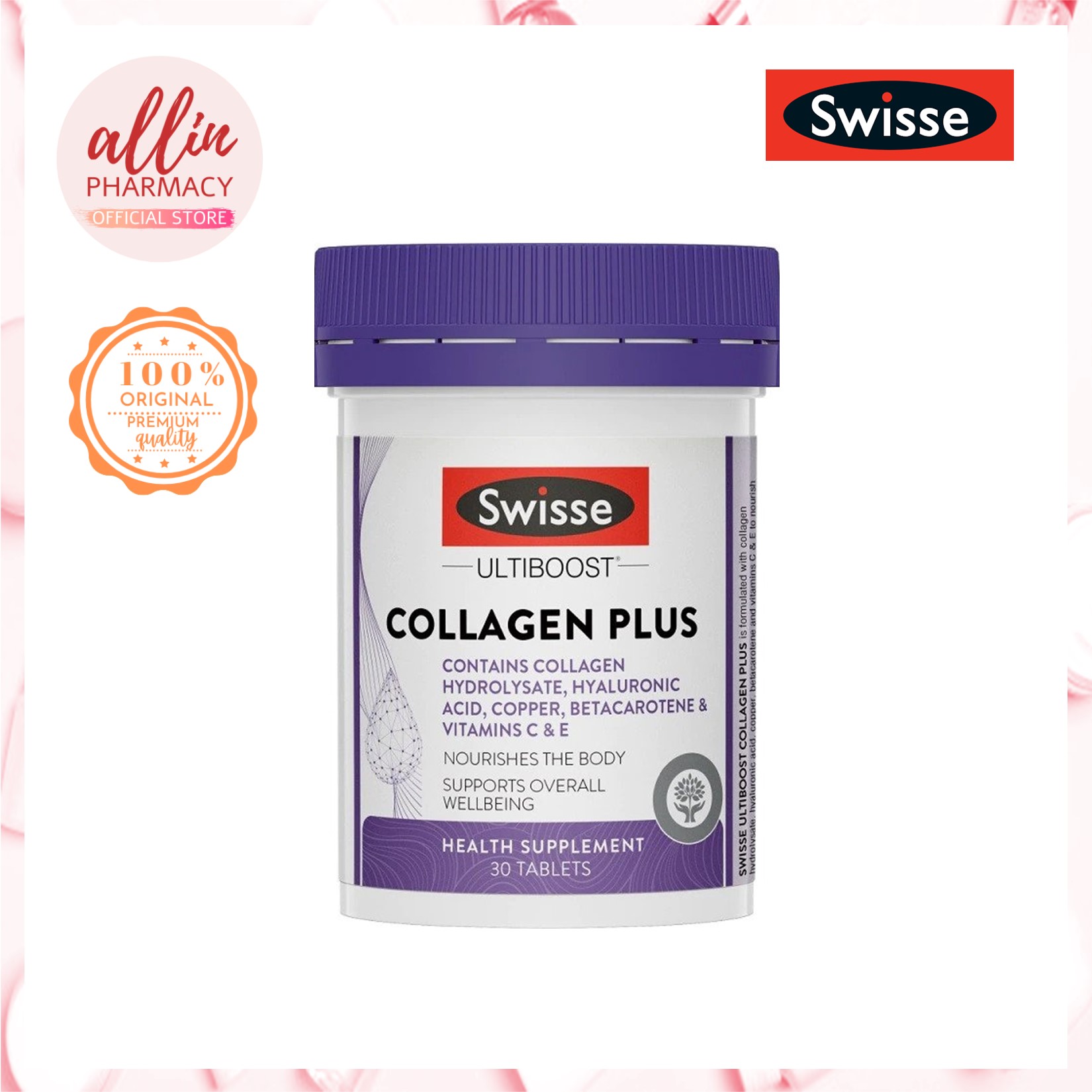 Swisse Ultiboost Collagen Plus 30 Tabs (EXP 07/26)